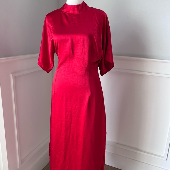 Nasty Gal | Dresses | Nasty Gal Red Fine Satin Midi Dress Size 4 | Poshmark